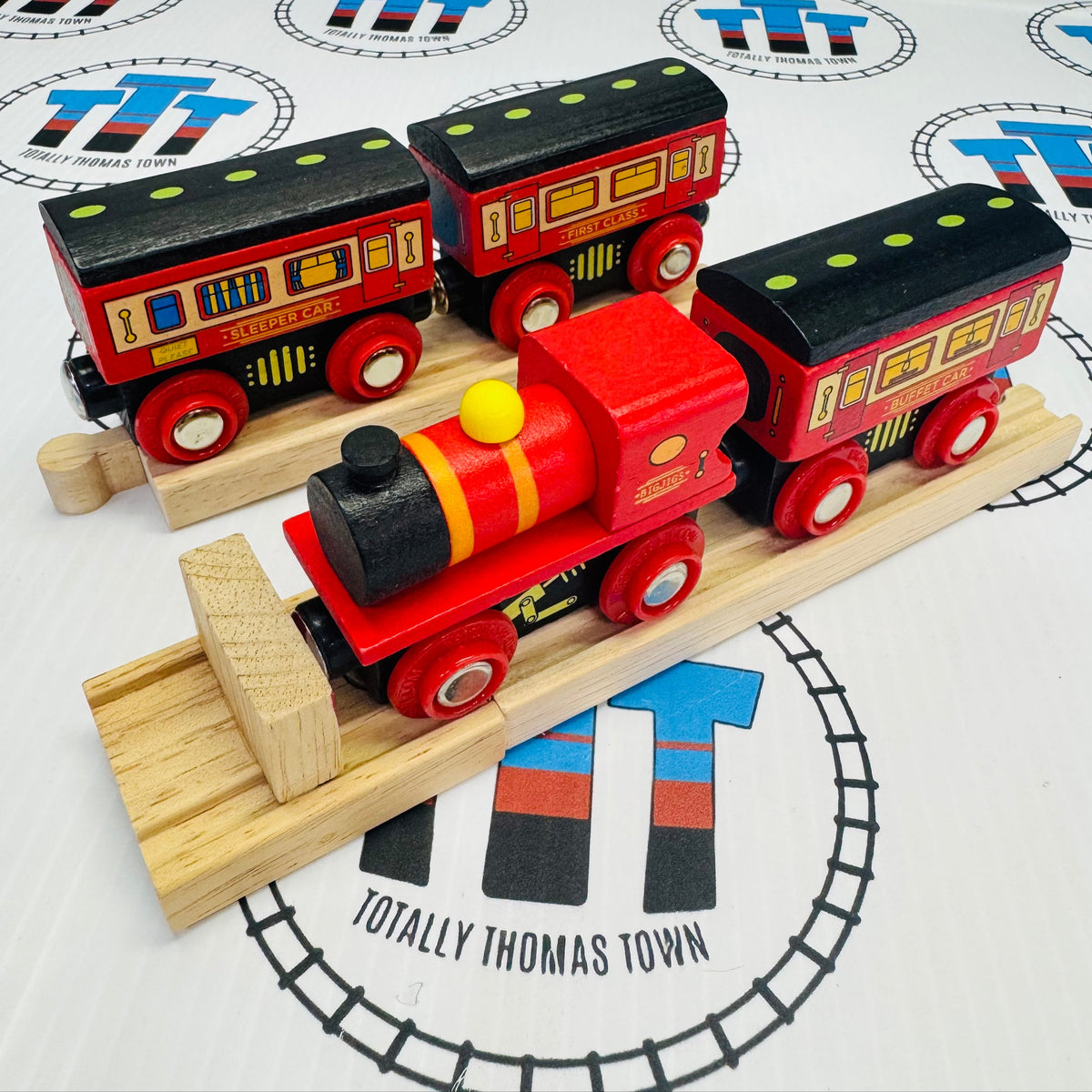 Sleeper Train with Track and Buffer BIGJIGS Rail Wooden - New in Box ...